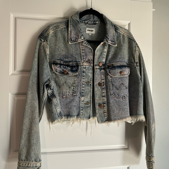 Wrangler | Jackets & Coats | Wrangler Retro Rainbow Wash Cropped Denim ...